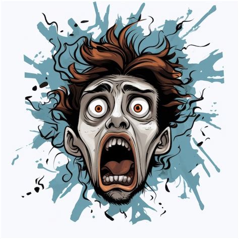 Premium Ai Image Scared Zombie Head Illustration Energetic Dynamic