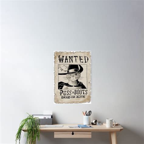 Puss In Boots Wanted Poster Art Board Print For Sale By
