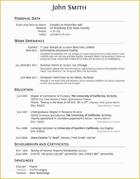 Completely Free Resume Template Download Of Just A Blank Printable