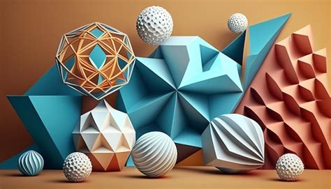 Premium Photo Realistic 3d White And Gold Geometric Pattern