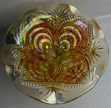 Lot Antique Imperial Carnival Glass Scroll Embossed Clambroth