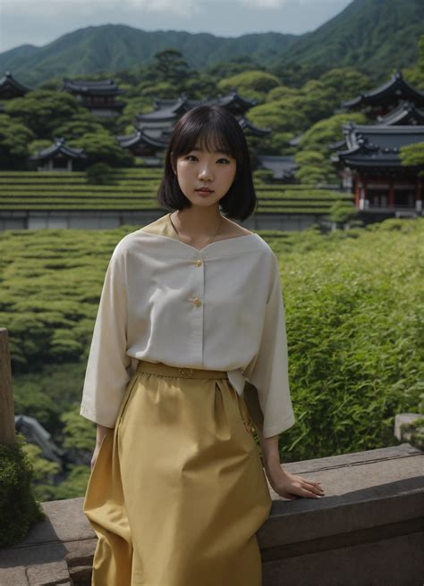 Lexica 日本人、25歳、色白、黒髪パーマ、無邪気な笑顔、童顔、服の色は黒、背景は冬の日本、ゴッホの画風イラスト、上半身が写っている