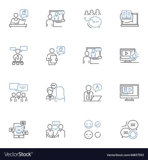 Chatting Line Icons Collection Conversation Vector Image