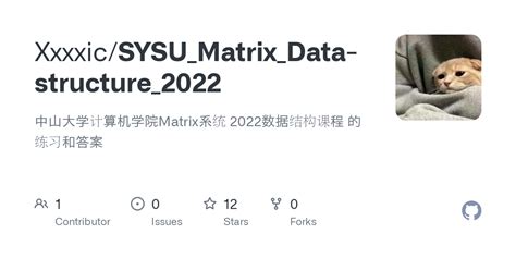 Github Xxxxicsysumatrixdata Structure2022 中山大学计算机学院matrix系统 2022