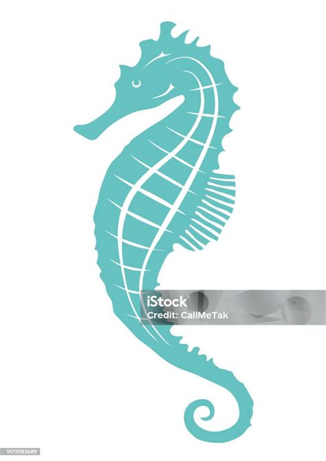 Illustration Vectorielle De Silhouette Plate Dhippocampe Isolée Sur