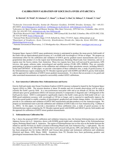 Pdf Calibration Validation Of Goce Data Over Antarctica