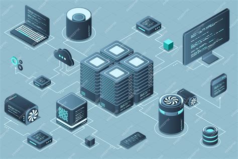 Premium Vector Computer Technology Isometric Illustration Computation Of Big Data Center Cloud