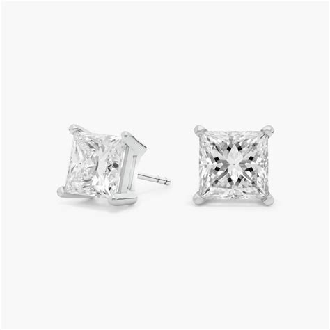 Lab Grown Diamond Princess Cut Stud Earrings In Platinum 12 Ct Tw