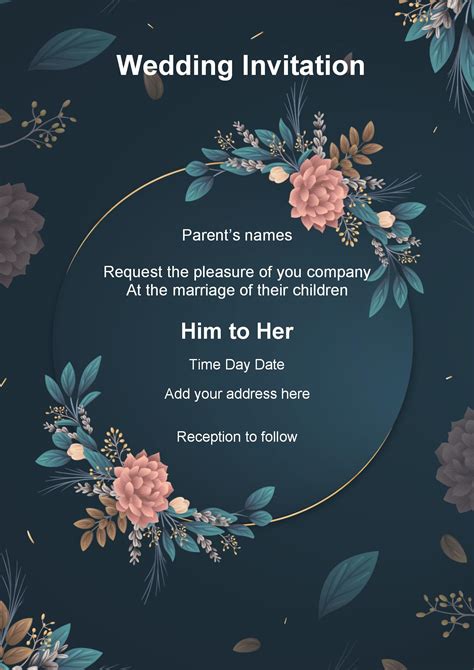 WORD Of Blue Floral Wedding Poster Docx WPS Free Templates