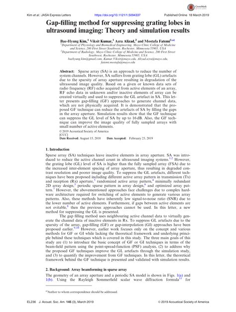 Pdf Gap Filling Method For Suppressing Grating Lobes In Ultrasound Imaging Theory And