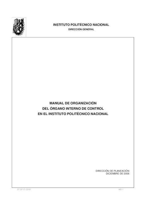 PDF MANUAL DE ORGANIZACIÓN DEL ÓRGANO INTERNO DE así como a los titulares de las áreas de