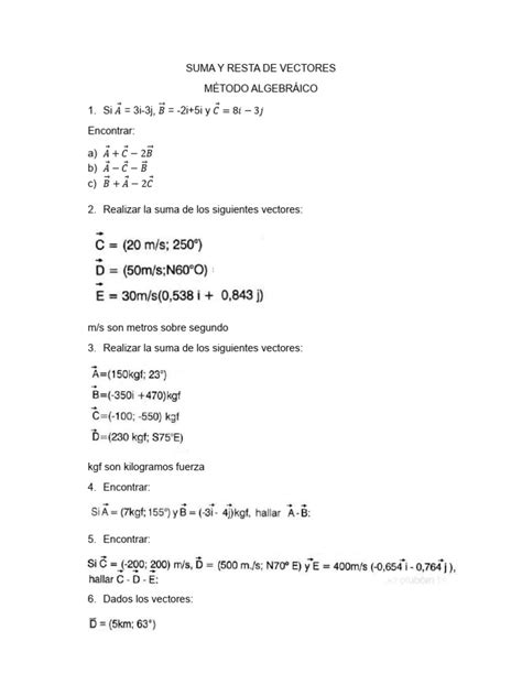 Suma Y Resta De Vectores Pdf