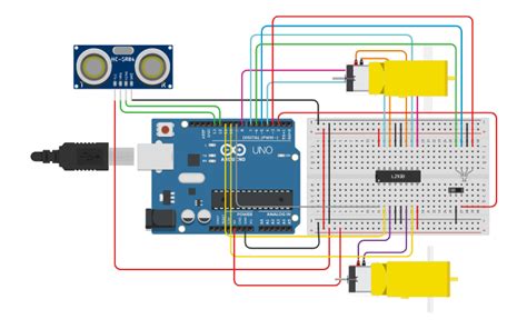 Circuit Design Obstacle Avoidance Robot Tinkercad