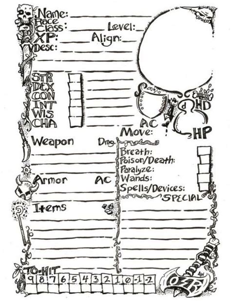 Image Result For Character Sheet Hand Drawn Character Sheet Dnd