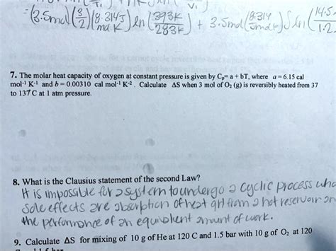 Tfu Ksml6 2143 3smol8314 14s M Rn 233f Na Jac 12 7 The Molar Heat Capacity Of Oxygen At Constant