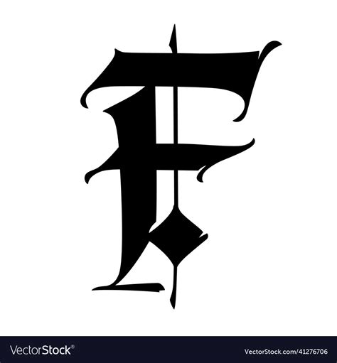 Letter F In The Gothic Style Alphabet Symbol Vector Image