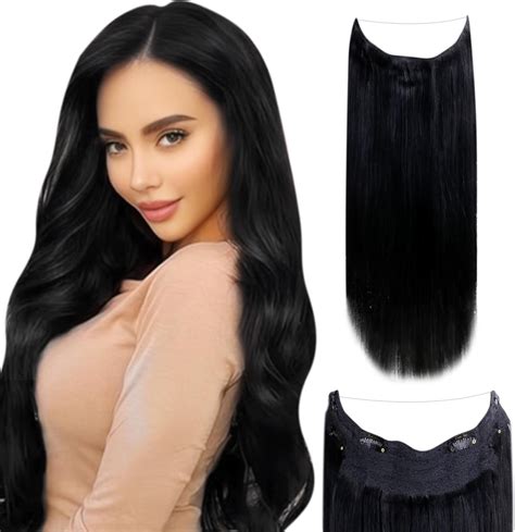 Laavoo Wire Hair Extensions Human Hair For Women Jet Black Wire Human