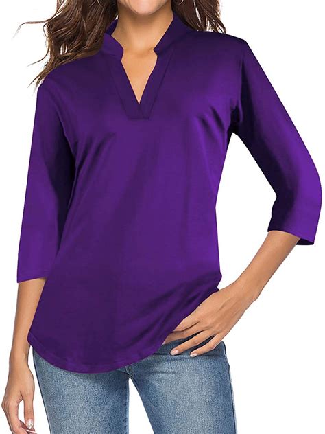 Hubery Bell 3 4 Sleeve Pullover V Neck Top Womens 1 Pack