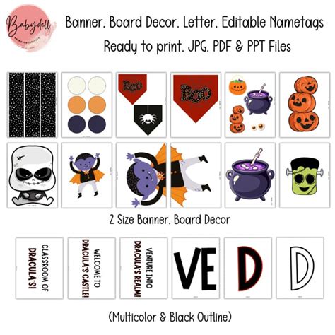 Halloween Bulletin Board Kit And Door Decor Editable Dracula Vampire