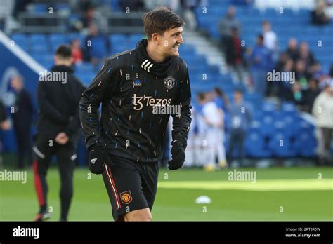 Harry Maguire Warms Up Before Kick Off For Manchester United At The