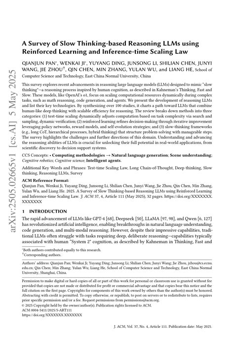 Pdf A Survey Of Slow Thinking Based Reasoning Llms Using Reinforced Learning And Inference