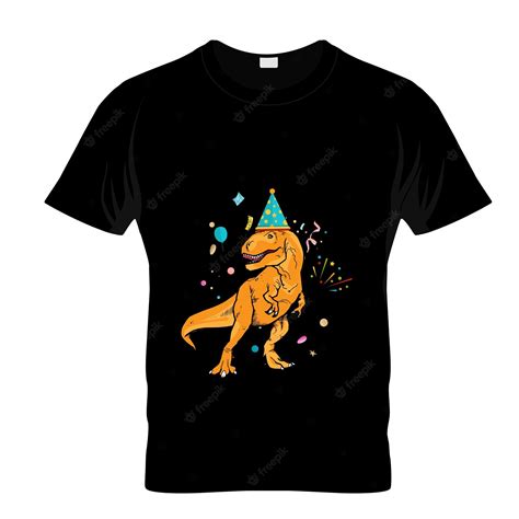 디노 파티 셔츠 디자인 서식 파일 벡터 프리미엄 벡터
