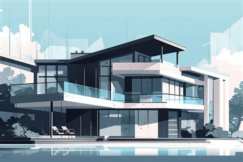 Premium Photo 3d Rendering Of Modern Cozy House With Pool And Parking