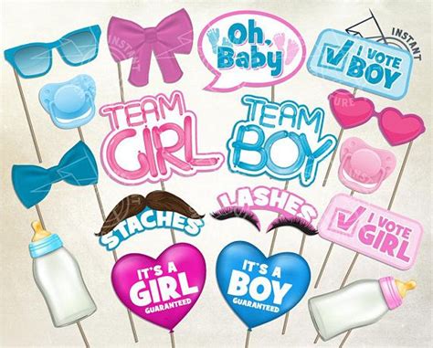 Gender Reveal Photo Booth Props Pdf Printable Diy Bab