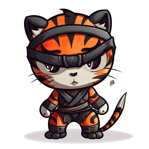 Cute Tiger With Laptop Computer Cartoon Chibi Style Ai Generative