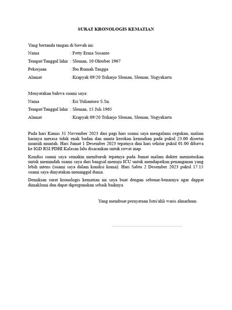 Surat Kronologis Kematian Pdf