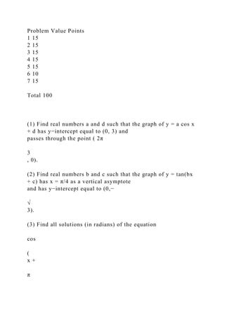 MATH 130 Precalculus Spring 2020Exam 3 Thursday May 7 Docx