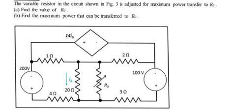 Solved The Variable Resistor In The Circuit Shown In Fig 3 Chegg Com