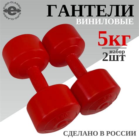 Гантели EURO-CLASSIC DV-2, 2 шт. по 5 кг, красный - купить по выгодным ...