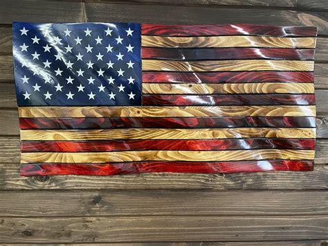 3d Wavy Rustic Wooden American Flag Waving American Flag Etsy