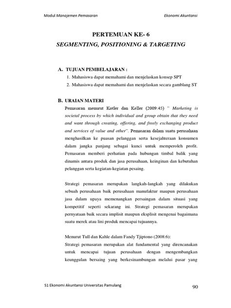 Pertemuan Ke 6 Segmenting Positioning And Targeting Pdf Bisnis