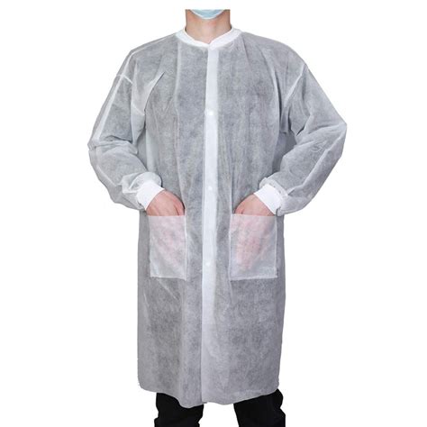 Greenour Pack Of 10 White Lab Coats Unisex Medium Size Disposable