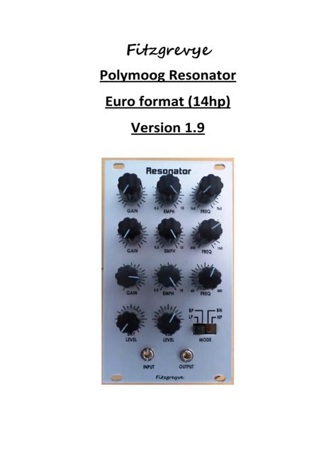 Polymoog Resonator Build Fritzgreyve V1 9 Pdf Printed Circuit