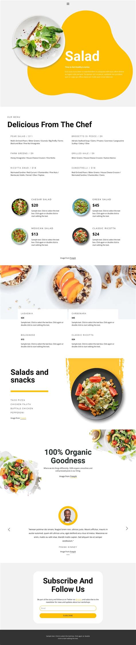 Healthy Organic Food CSS Template By Nicepage