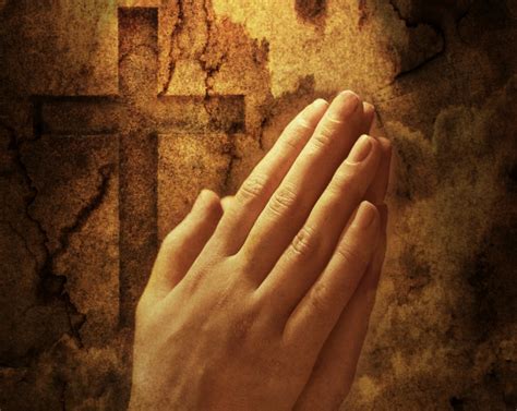 Praying Hands At Grunge Background With Cross Free Image Download