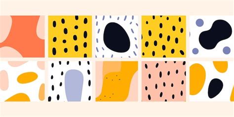 Premium Vector Colorful Abstract Doodle Shape Seamless Pattern Set Creative Minimalist Style
