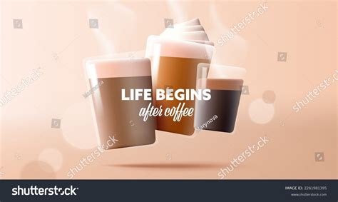 3d Render Glass Coffee Cups Capuccino Stock Vector Royalty Free