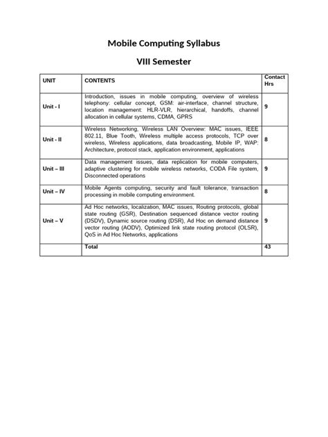 Mobile Computing Syllabus Pdf