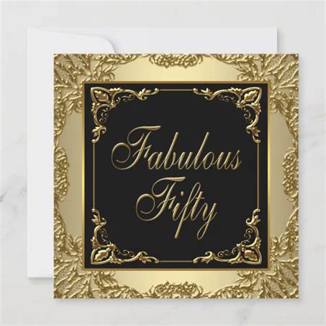 Black Nd Gold Womans 50th Birthday Party Invitation Zazzle