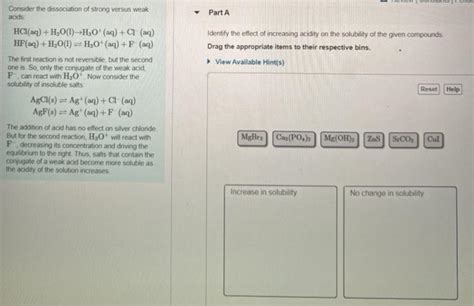 solved part a identify the effect of increasing acidity on