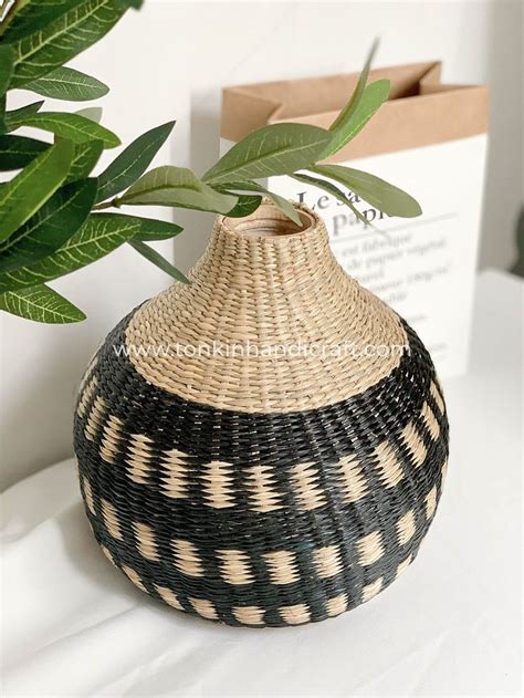 Seagrass Flower Vase Wrapped Seagrass Wicker Vase Seagrass Woven