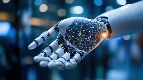 Robotic Hand Showcasing Advanced Digital Connectivity And Interactivity Stock Illustration