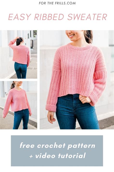 Knit Look Ribbed Crochet Sweater Free Pattern Artofit