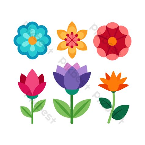 Simple Flower Vector Isolated Icon Set Png Images Png Free Download