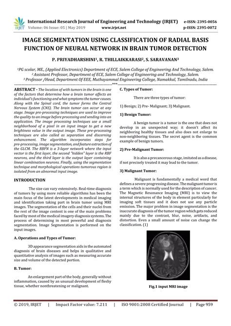 Irjet Image Segmentation Using Classification Of Radial Basis Function Of Neural Network In
