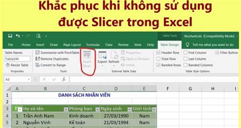Khắc phục khi không sử dụng được Slicer trong Excel